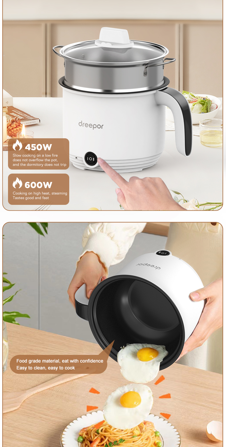 Dreepor Periuk Nasi Mini 1.8L Elektrik Periuk Panas Tidak Melekat Kecil ...