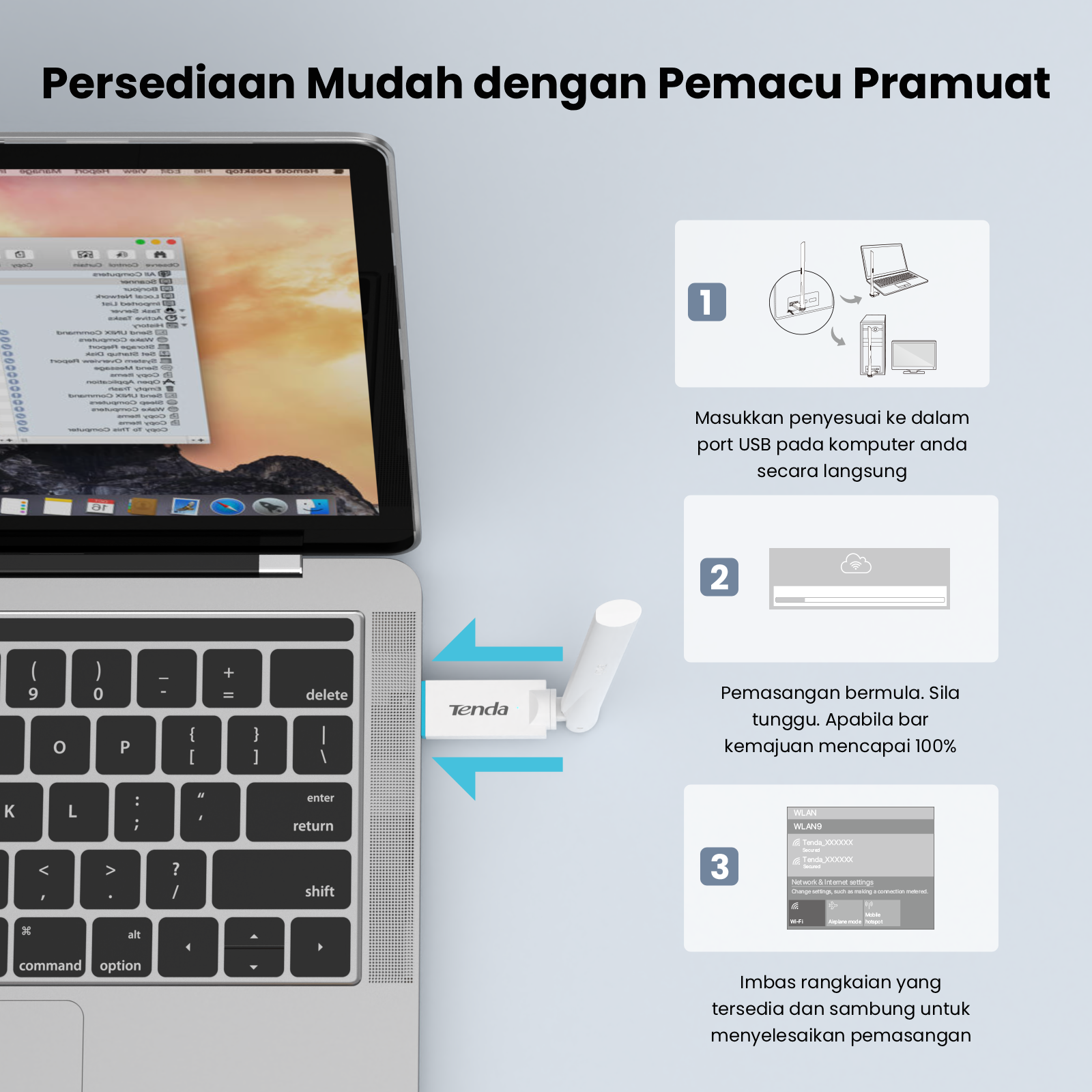 Tenda U2 USB WiFi Adapter for PC WIFI 6 AX300 USB WiFi Receiver dongle ...