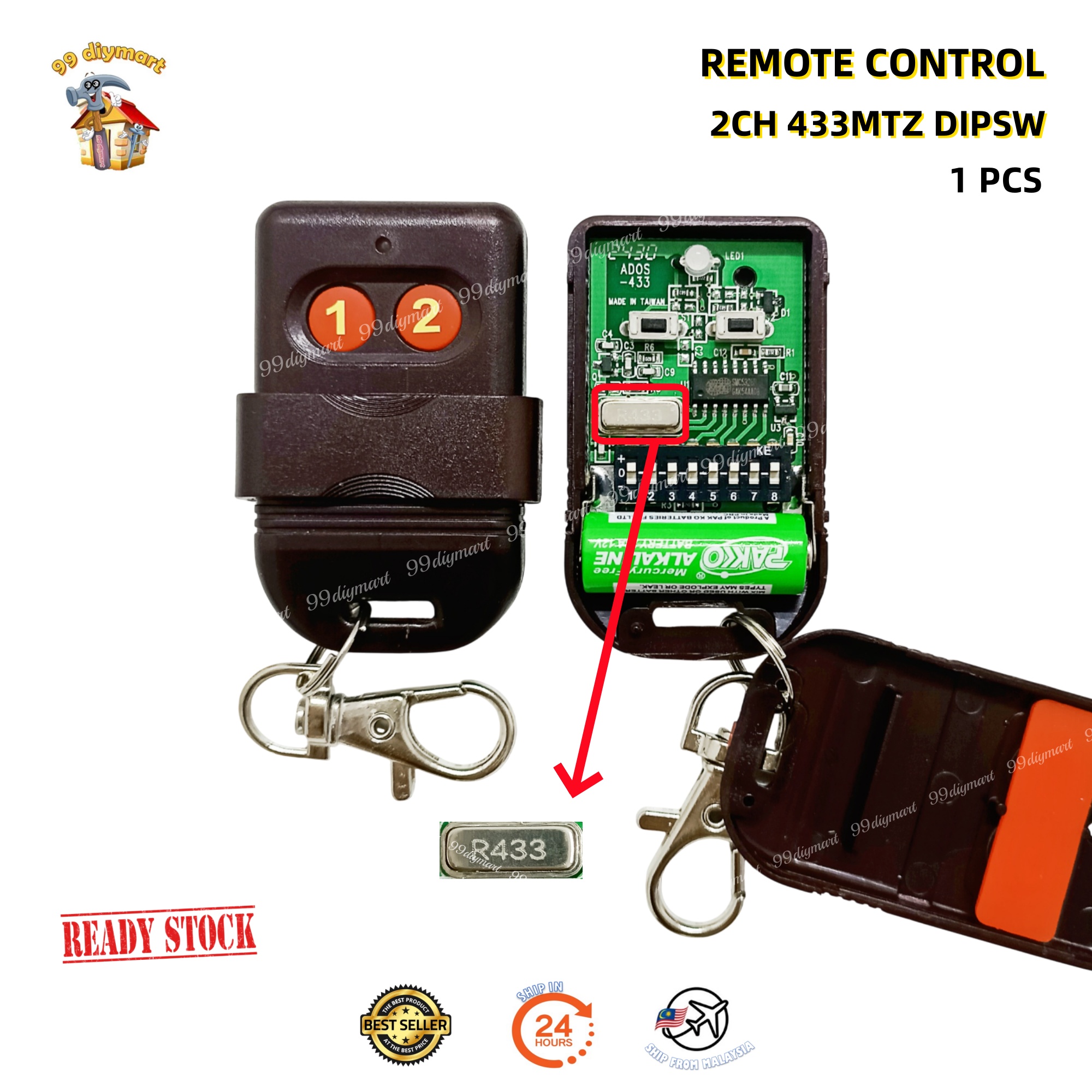 Autogate 2CH 433mtz Kawalan Jauh 8pin ( Receiver / Remote ) | Autogate ...