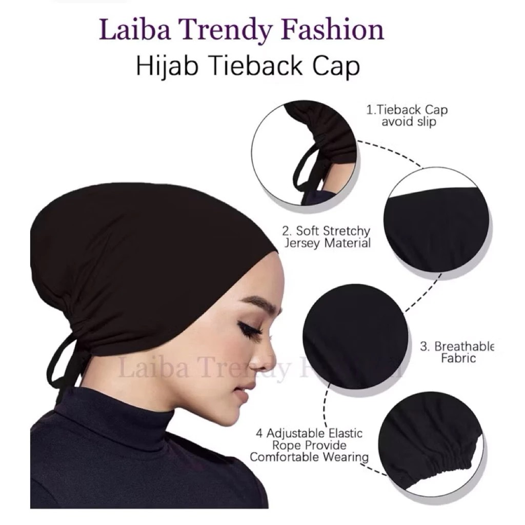 Inner Turkey Tali, wardah Snowcap Tali Cotton/ Adjustable Tie Back ...
