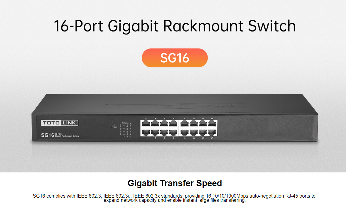 TOTOLINK SG24 24-Port / SG16 16-Port Network Switch Rackmount 16 / 24 ...