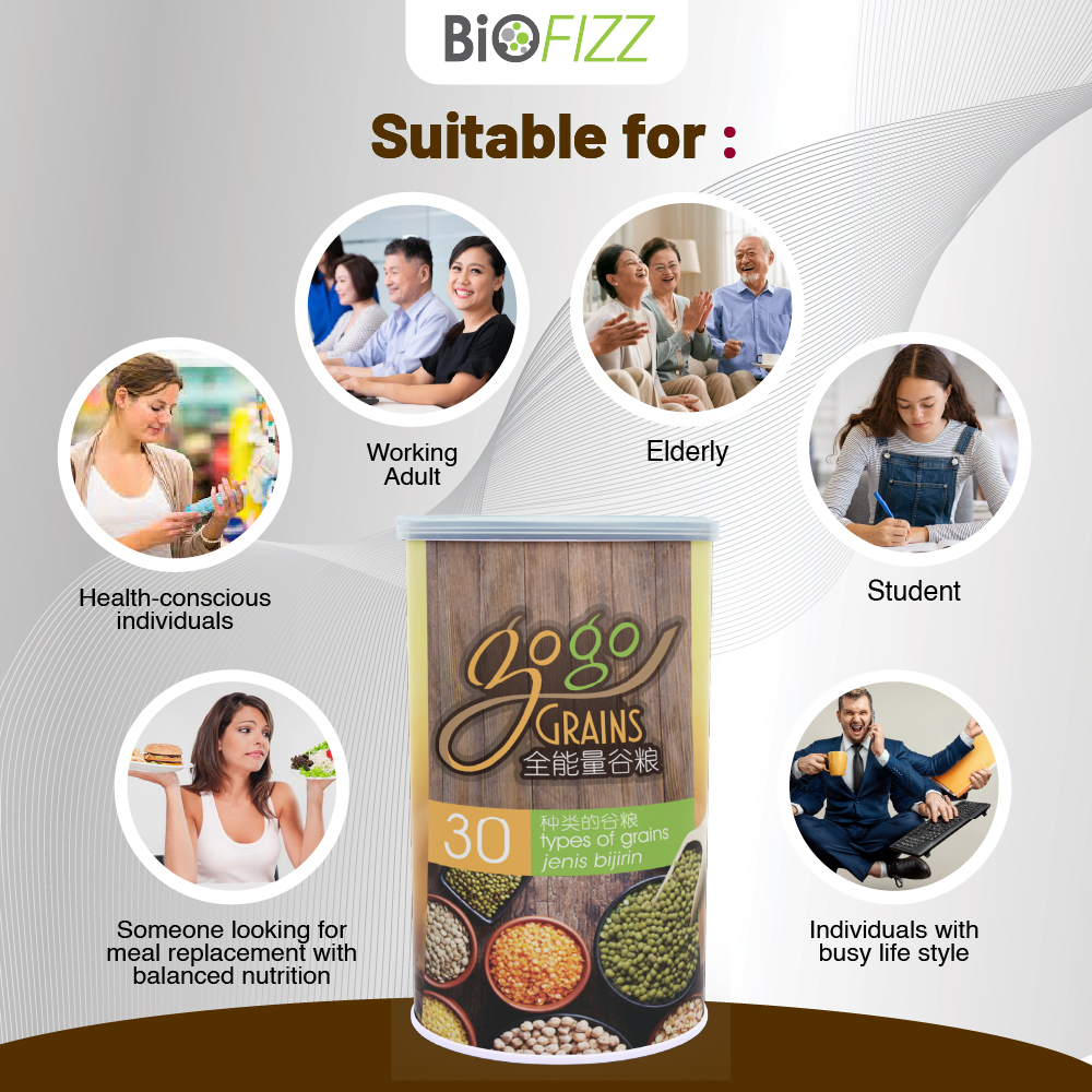 BIOFIZZ Gogo Grains 1kg Meal Replacement 100% Healthy Grain Beverage vs ...