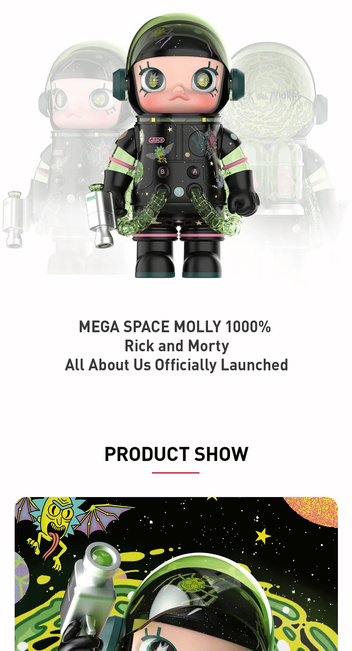 Original POP MART MEGA SPACE MOLLY 1000% Rick and Morty 泡泡玛特1000% ...