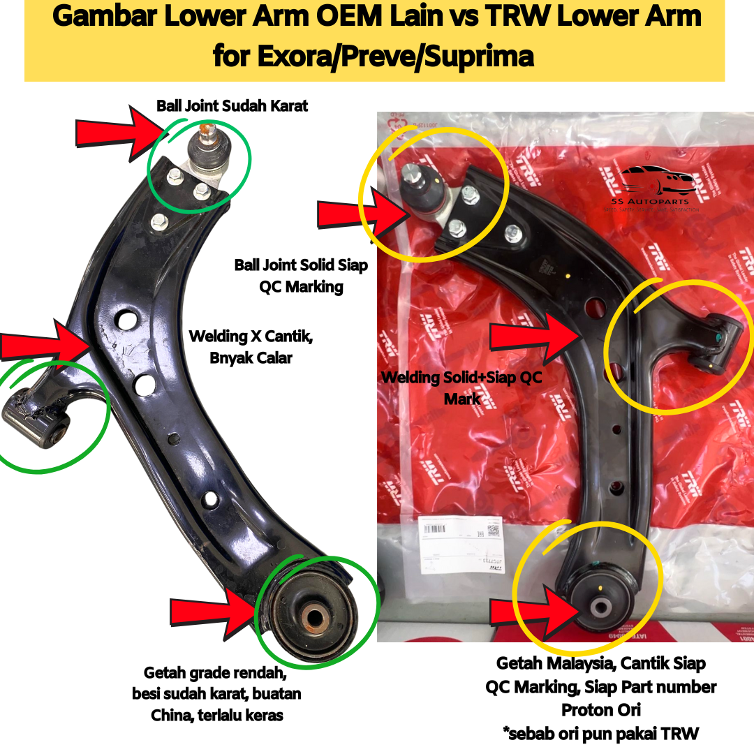 TRW Proton Exora, Preve Front Lower Arm Left & Right With Denco ...