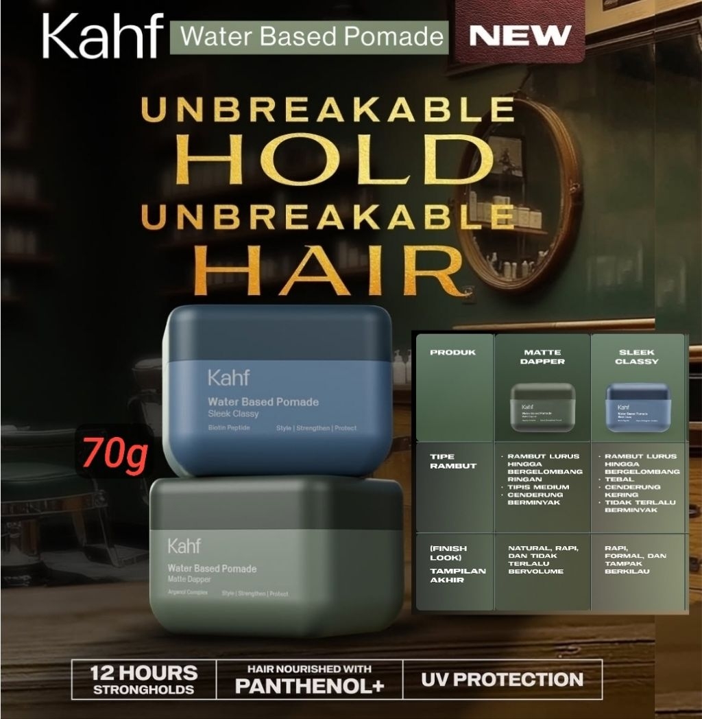 minyak rambut Kahf water based pomade 70g | Shopee Malaysia