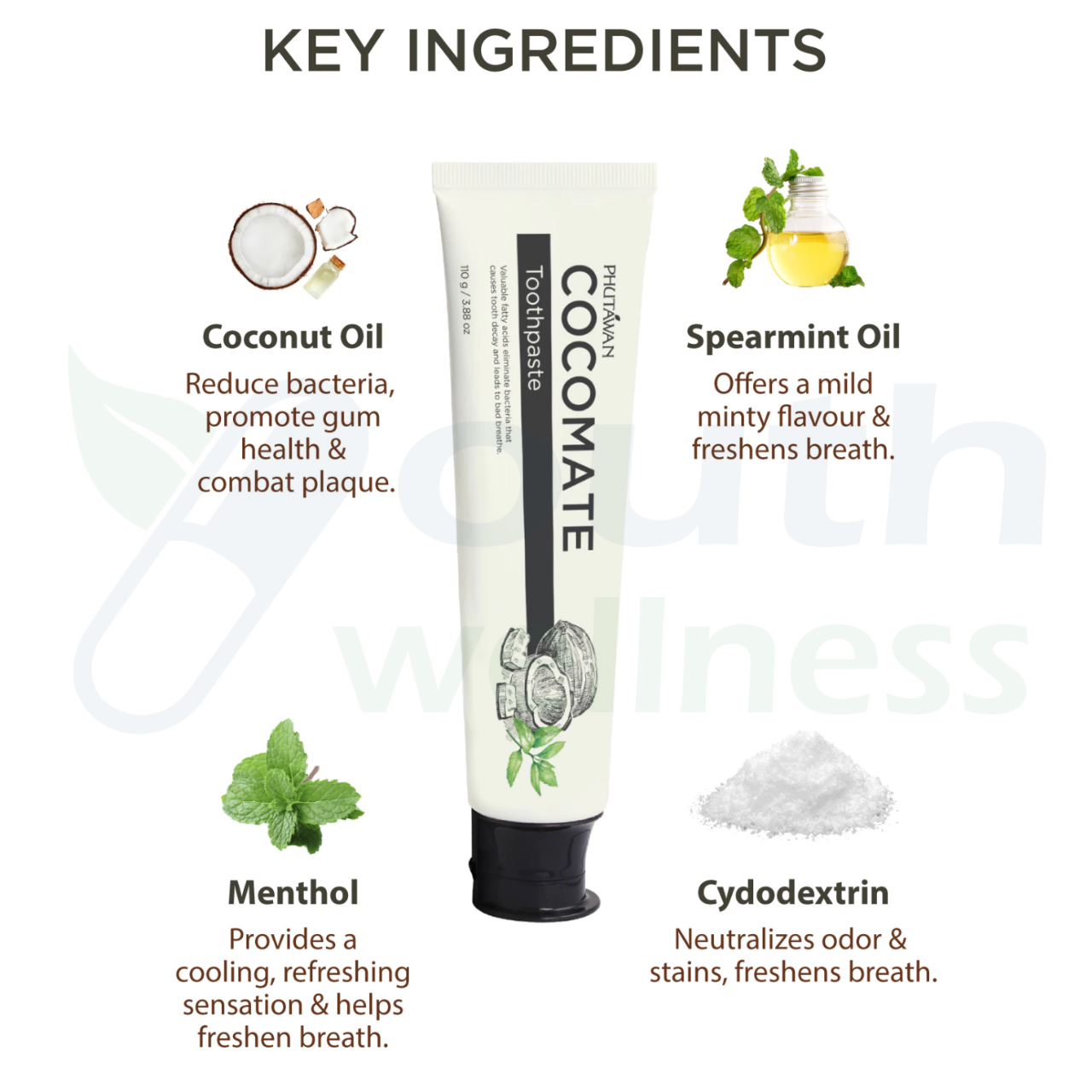 Phutawan Cocomate Natural Premium Toothpaste (110g) | Shopee Malaysia