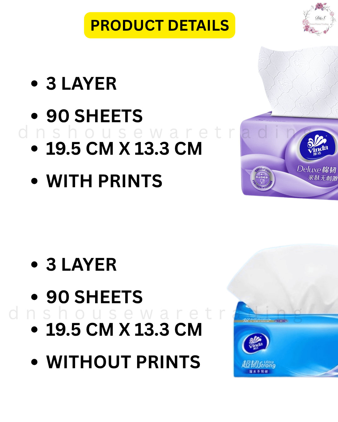 🇲🇾 Vinda Tissue Paper Large Pack Embossed Toilet Paper Napkin Paper ...