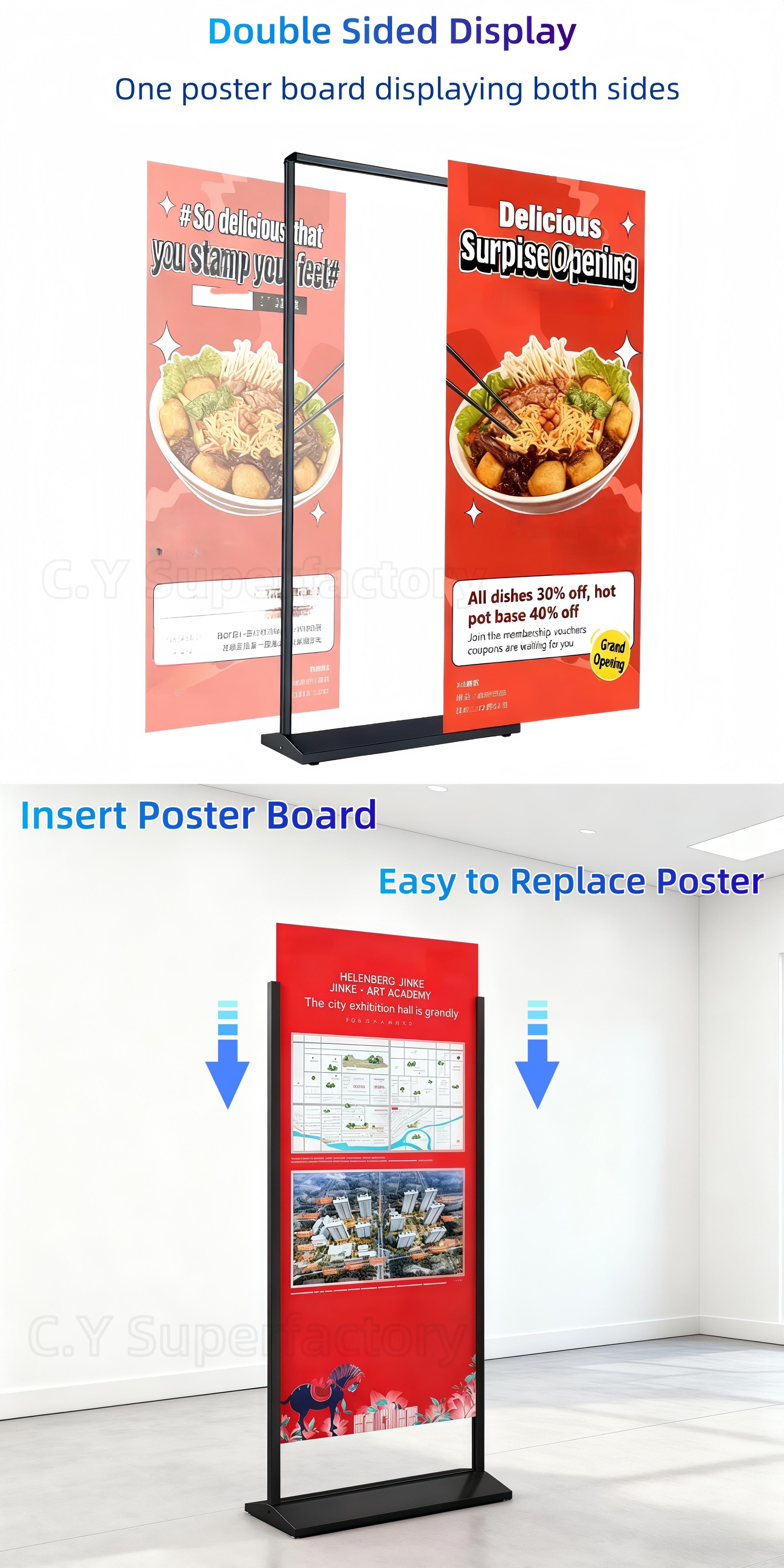 Vertical Poster Display Stand Large Size Floor Standing Signage Door ...