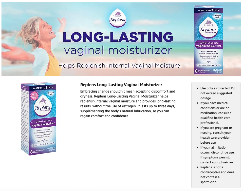 Replens Long-Lasting Vaginal Moisturizer, 8ct with single-use ...