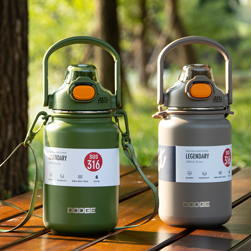 DODGE Dual Head Stainless Steel Vacuum Flask Thermos Water Bottle With ...