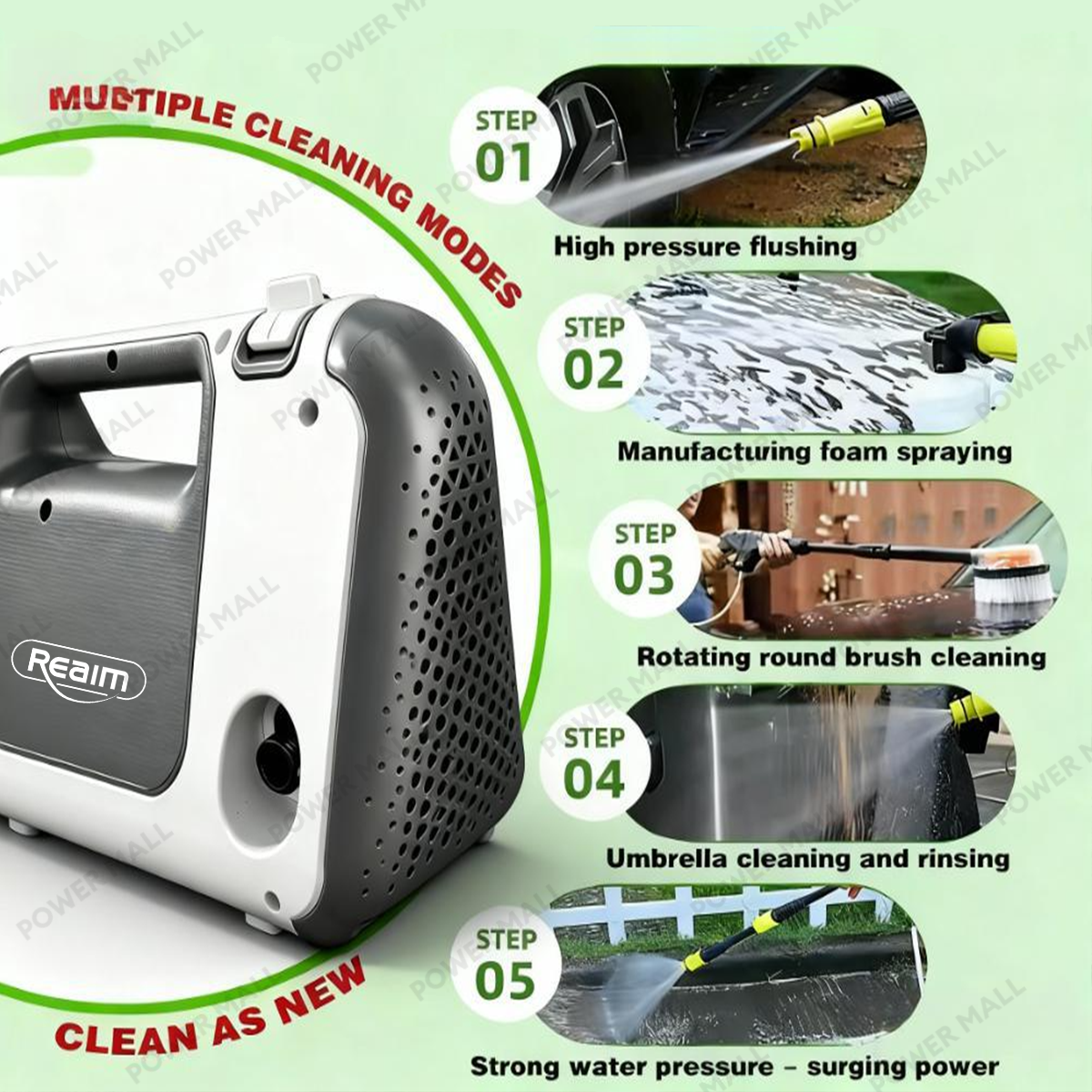 REAIM Water Jet High Pressure Long Gun 850W Heavy Duty Portable Nozzle ...