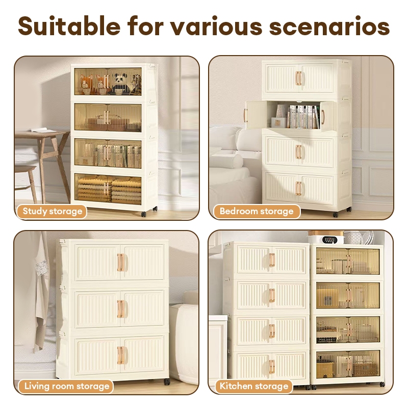 Foldable Storage Cabinet Almari Baju 3-6 Layers Double Magnetic Doors ...