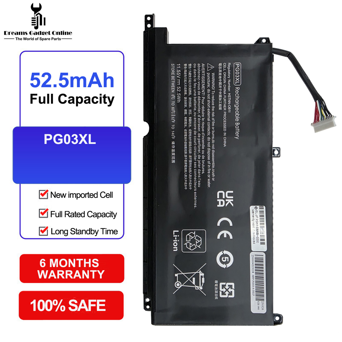 HP Laptop Battery PG03XL HSTNN-OB11 52.5Wh for HP Pavilion Gaming 5 6 ...