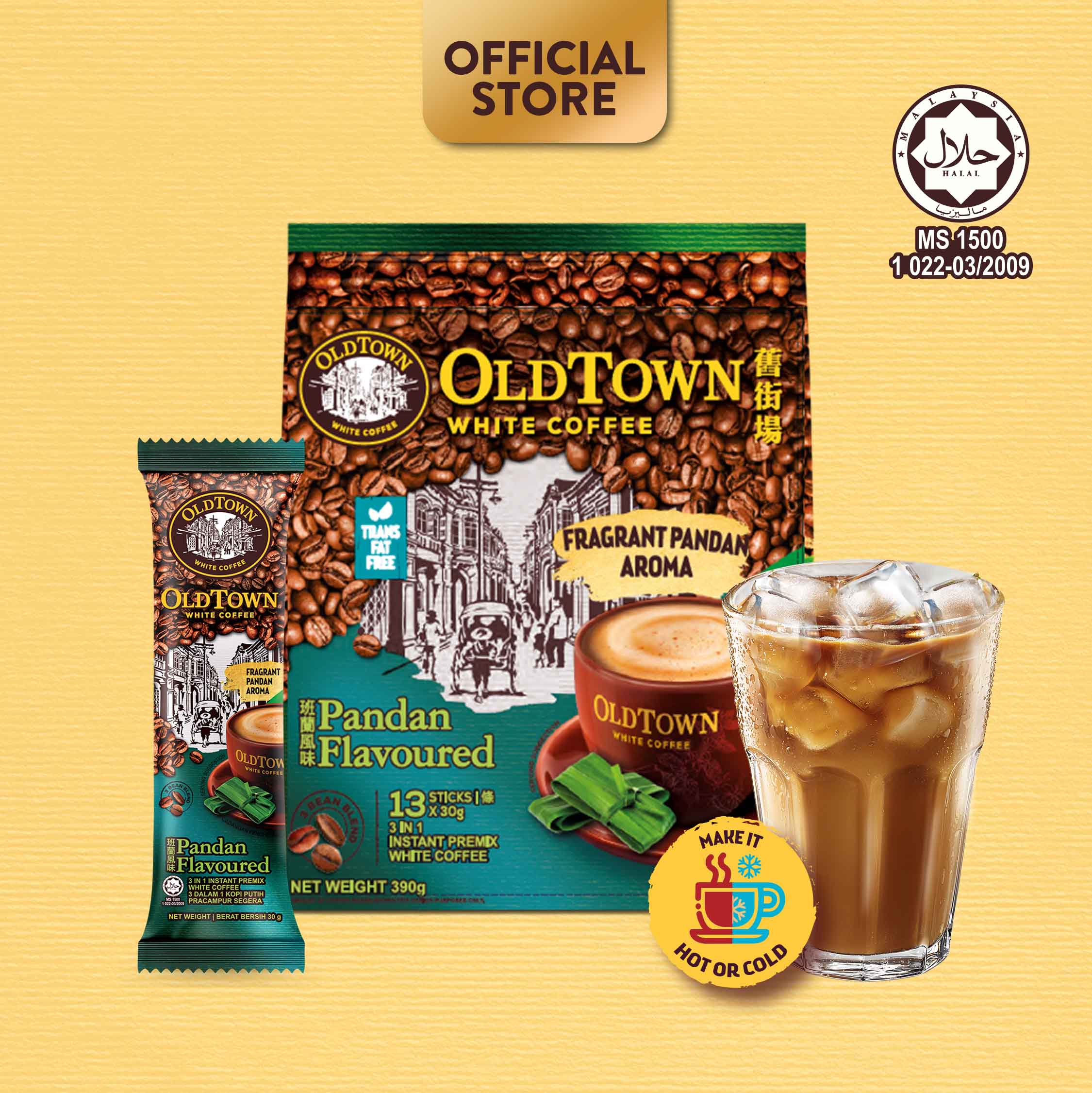 OLDTOWN Instant Premix White Coffee Pandan, 13 Sticks [HALAL] | Shopee ...