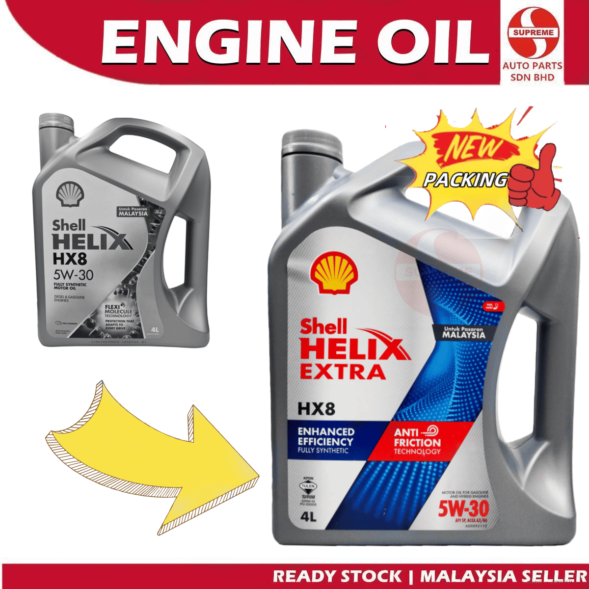 S2U Original Engine Oil Shell Helix HX8 5W30 SN PLUS Fully Synthetic ...