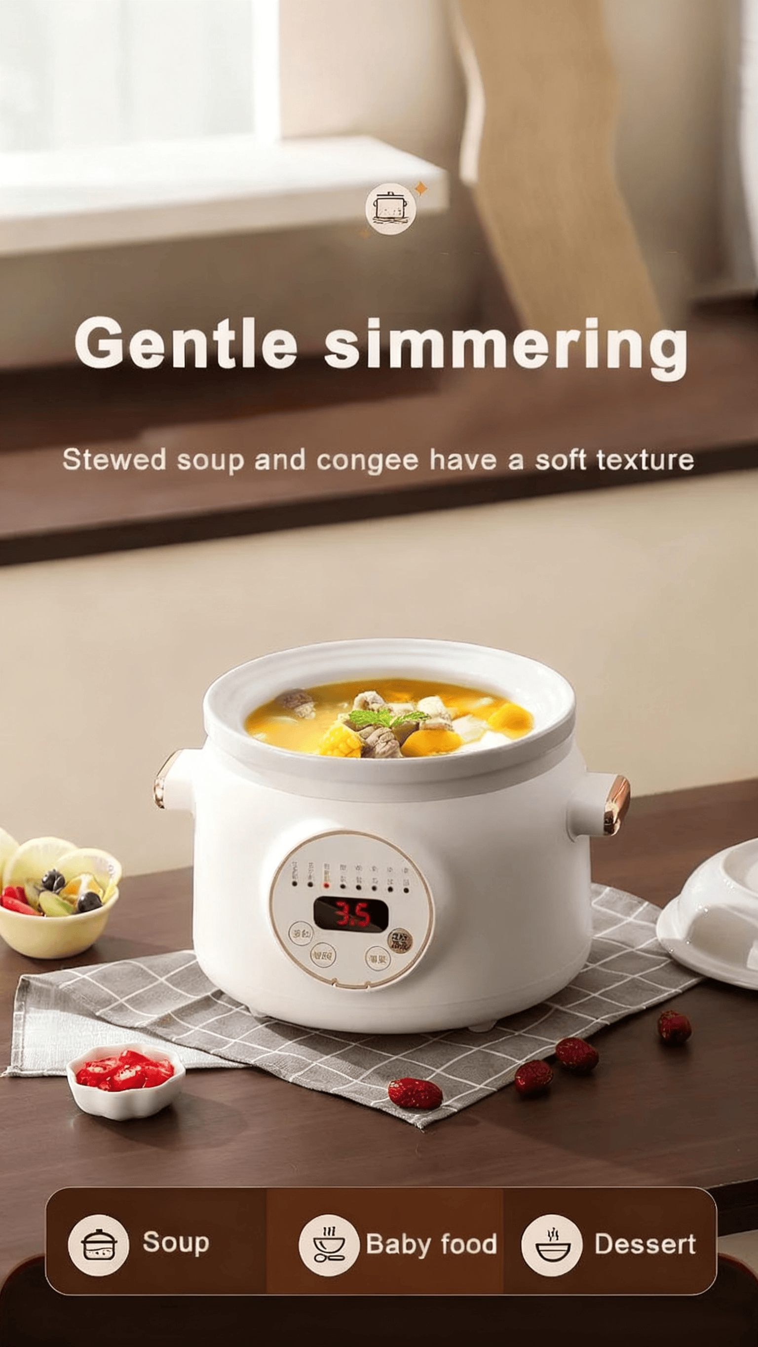 6L fully automatic ceramic purple sand electric stew pot stew pot plug ...