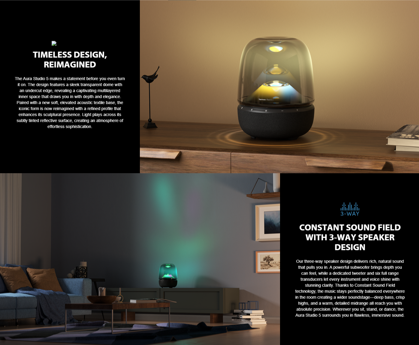 Harman Kardon Aura Studio 5 Wireless Bluetooth Speaker Iconic Dome ...