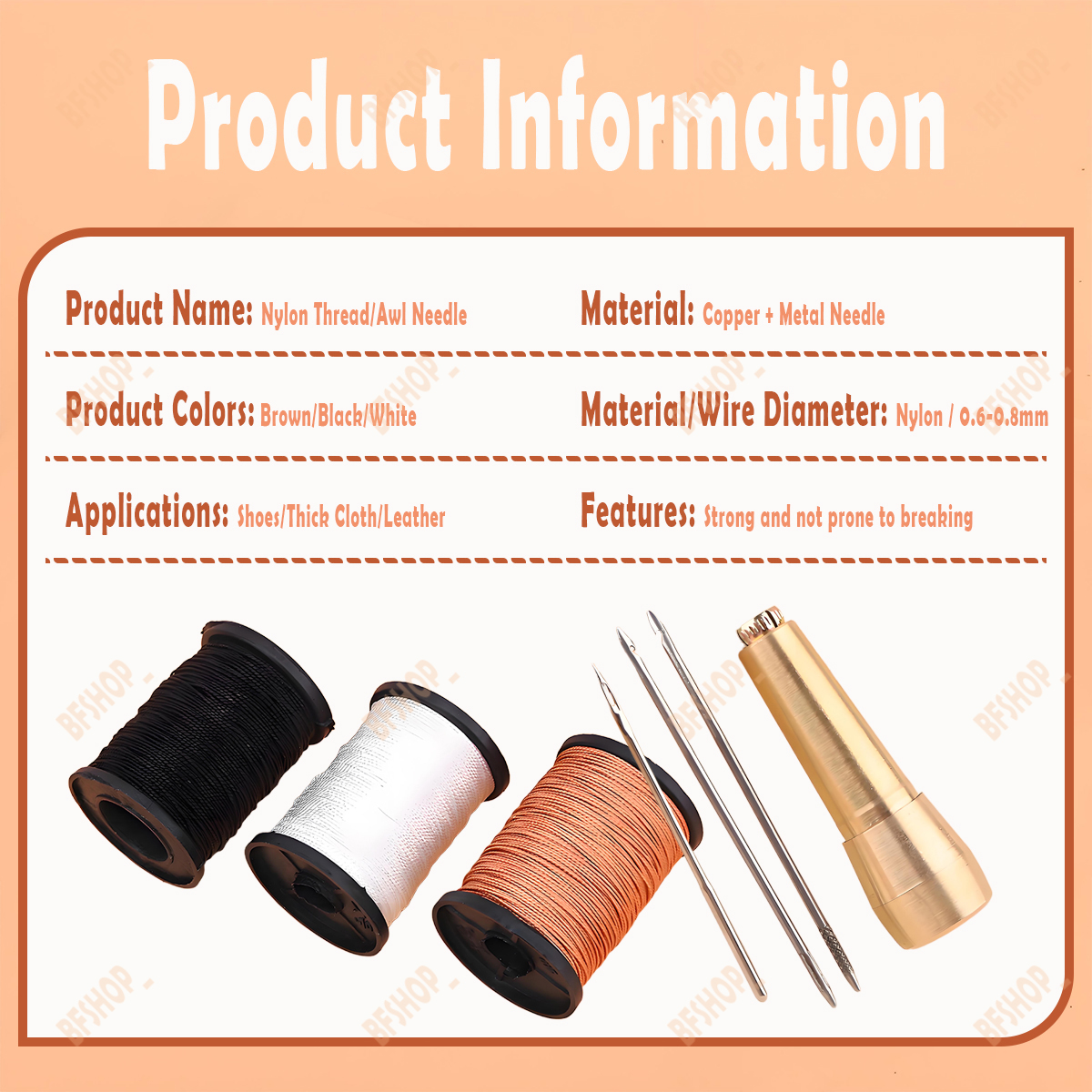 【Hot sale】Heavy Duty Stitching Awl with Steel Needle, Nylon Waxed ...