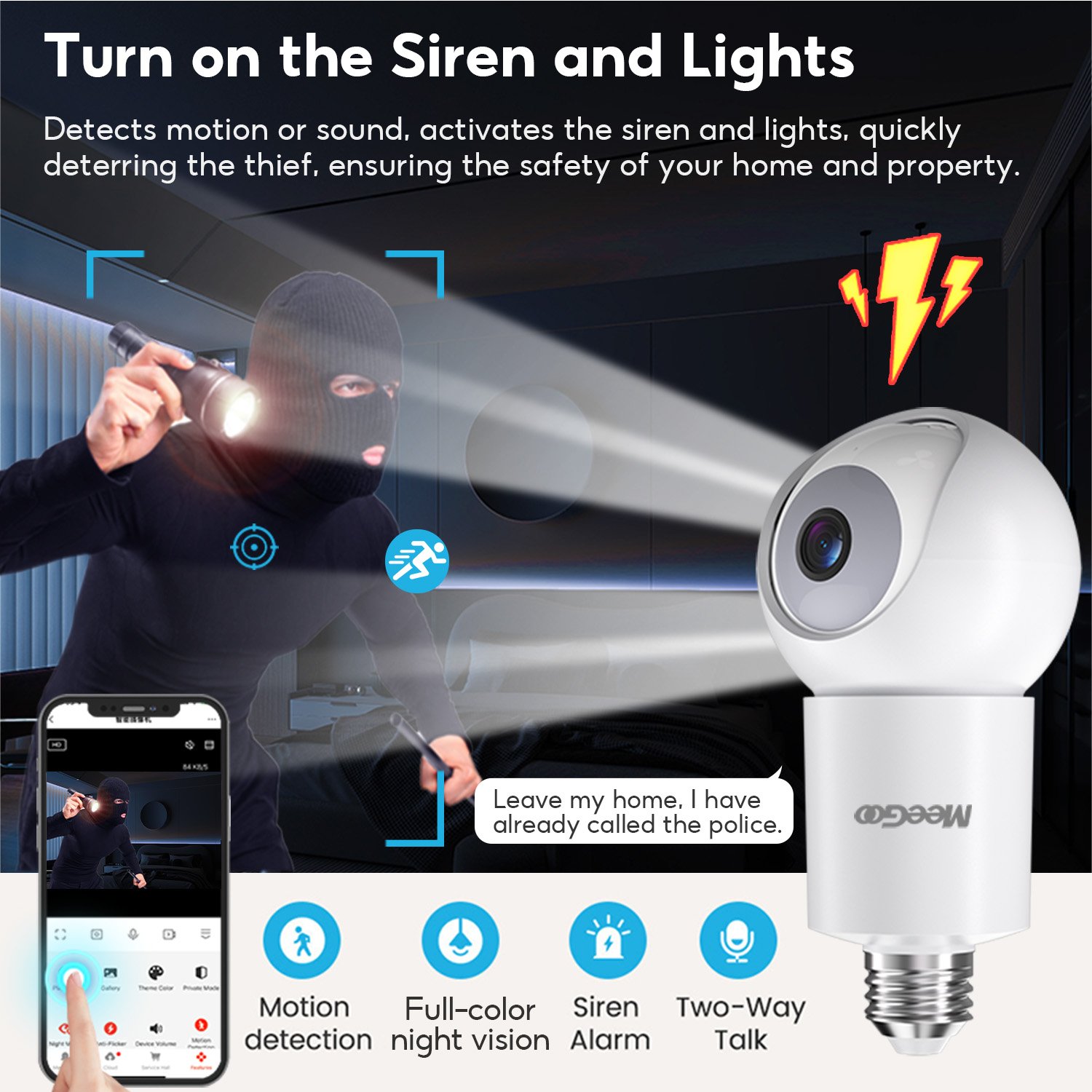 MeeGoo WiFi Smart CCTV Home IP Security Cameras 4MP HD Full Color Night ...