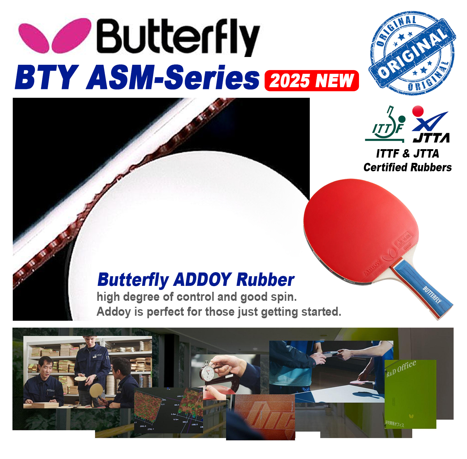 [100% Original] BUTTERFLY ASM Table Tennis Bat with Addoy Rubber S1 S2 ...