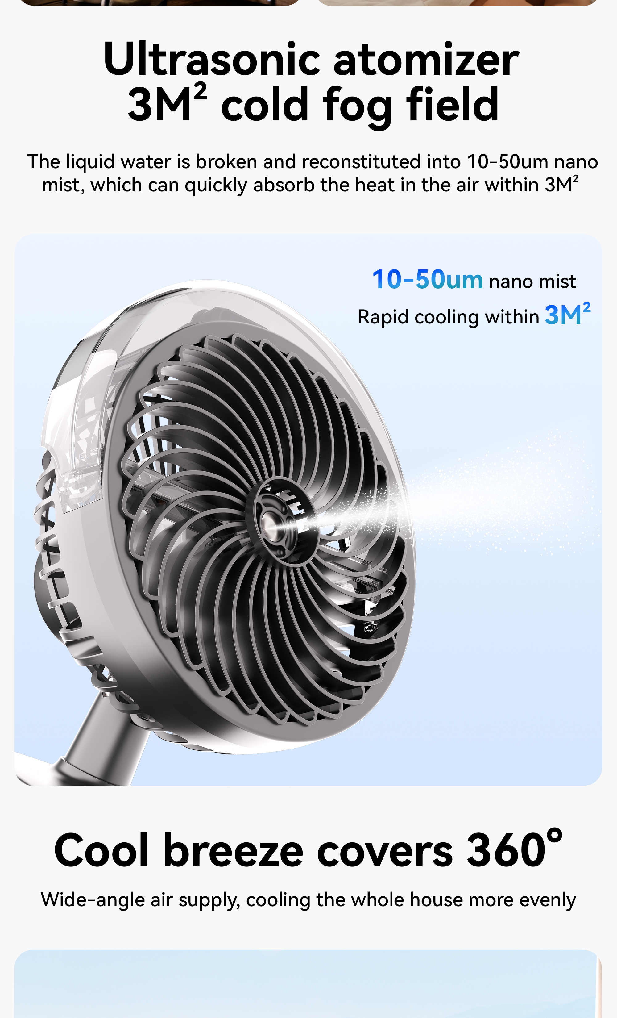 Amgras Stroller Baby Portable Mini Fan Rechargeable 9 Leds/Ultra Quiet ...