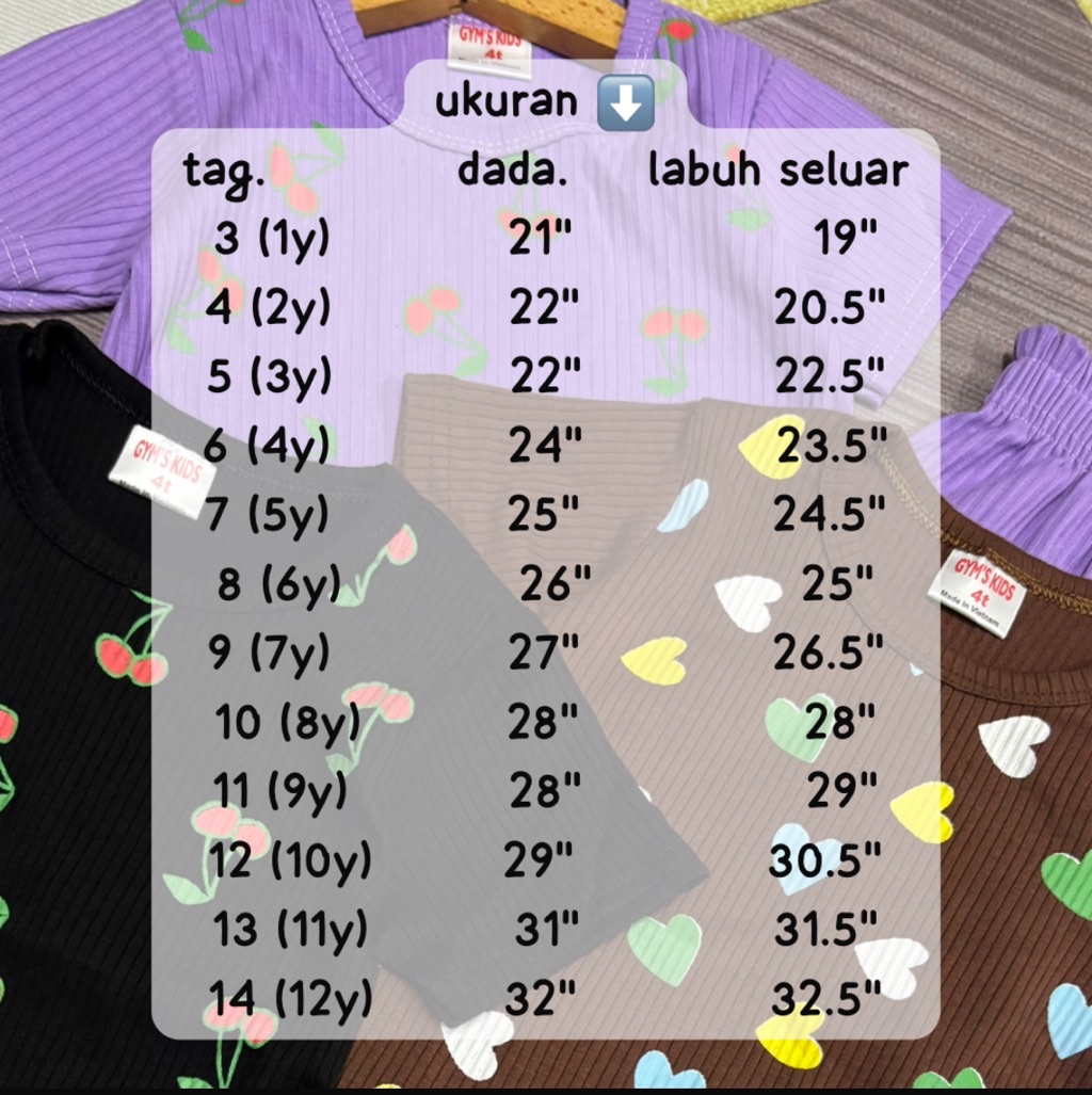 ( 1Y-12Y ) set jalan cotton pleated girl / set jalan palazo / set ...