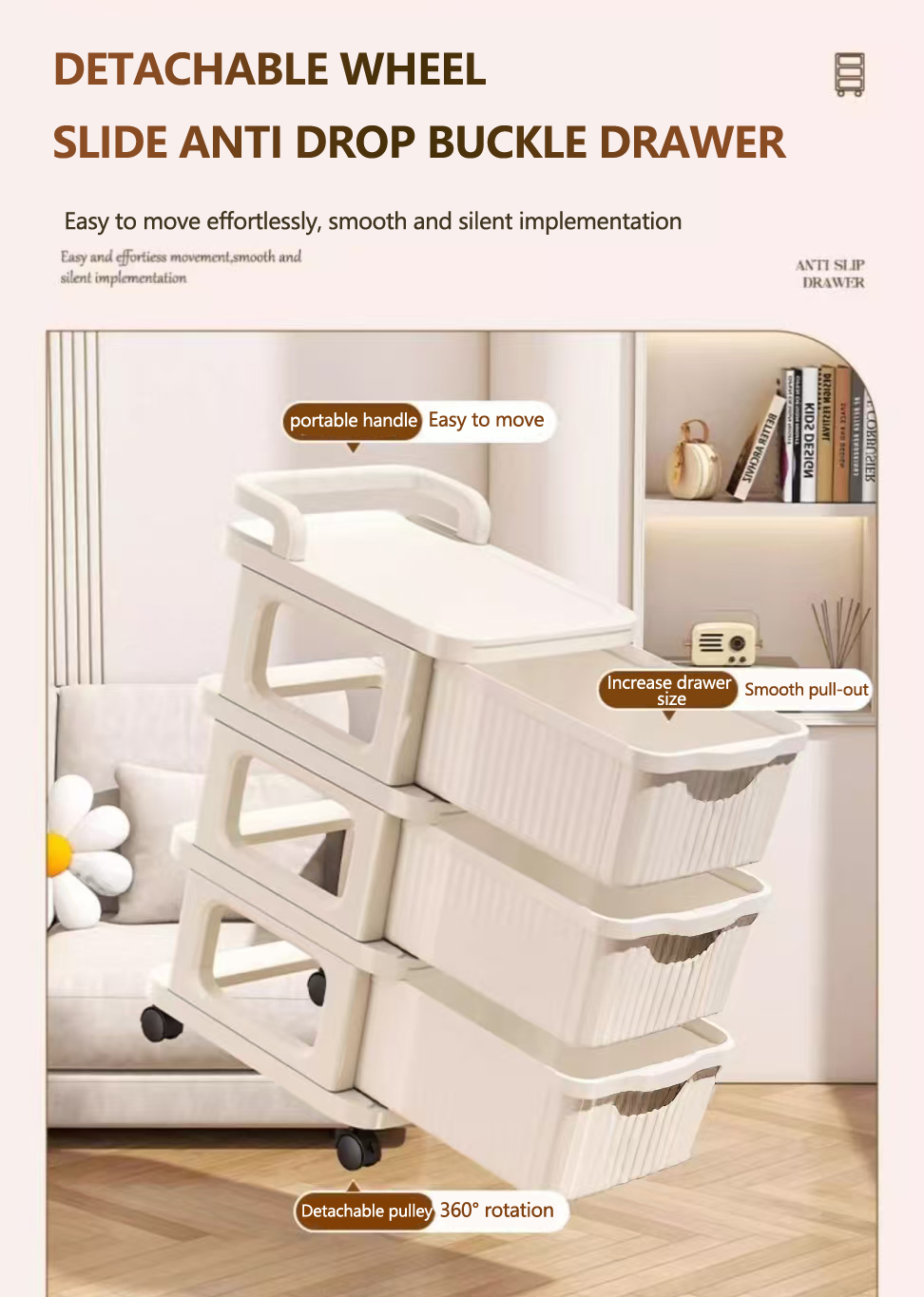 Trolley Rack Drawer Cabinet Stroller Cream Style Toy Snack Storage ...