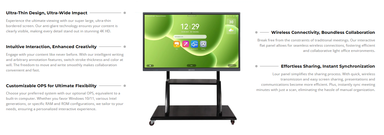 【QEOYO】 65 Inch 4K Smart Board Interactive Whiteboard Digital Touch ...