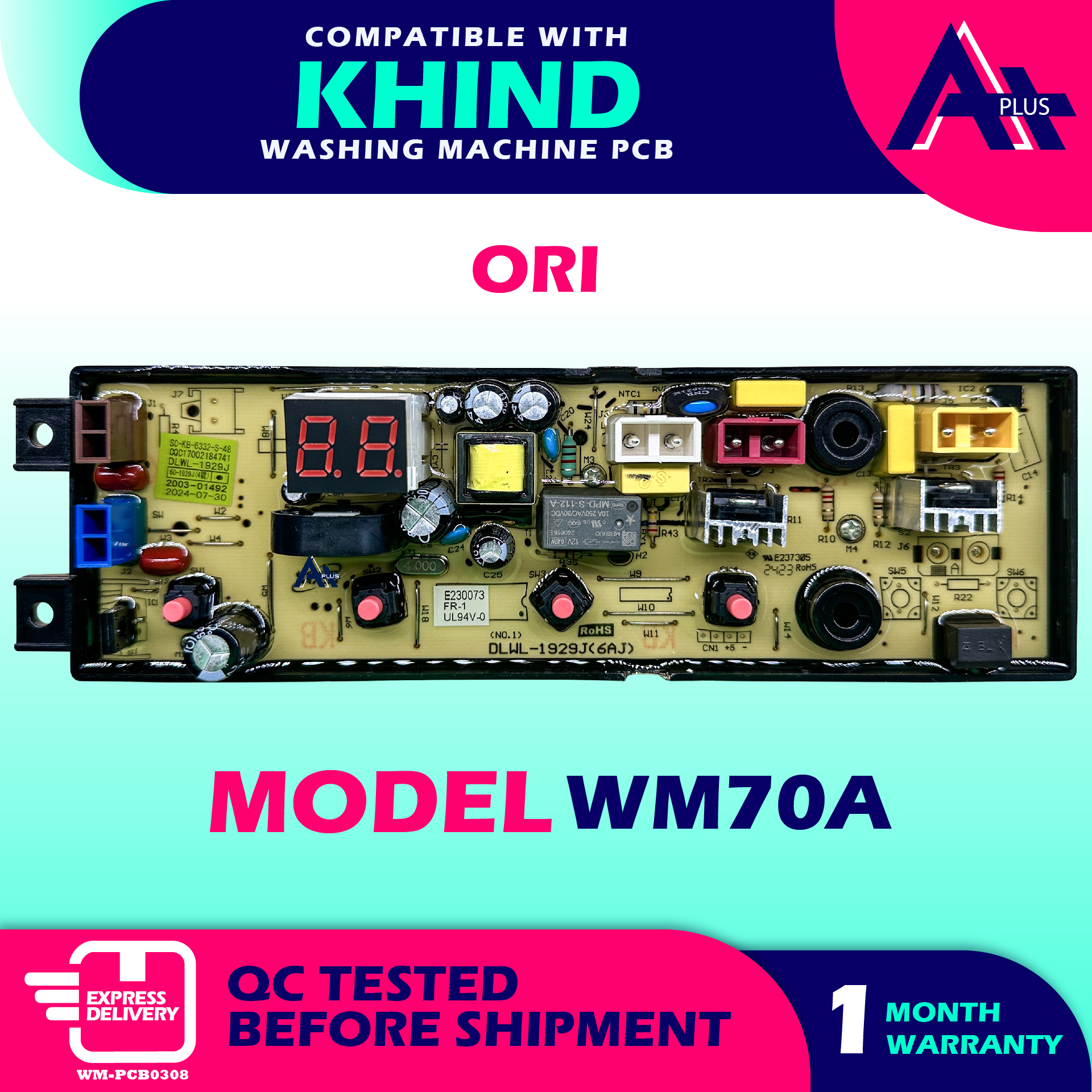WM70A Compatible With KHIND Washing Machine PCB Board BOARD MESIN BASUH ...