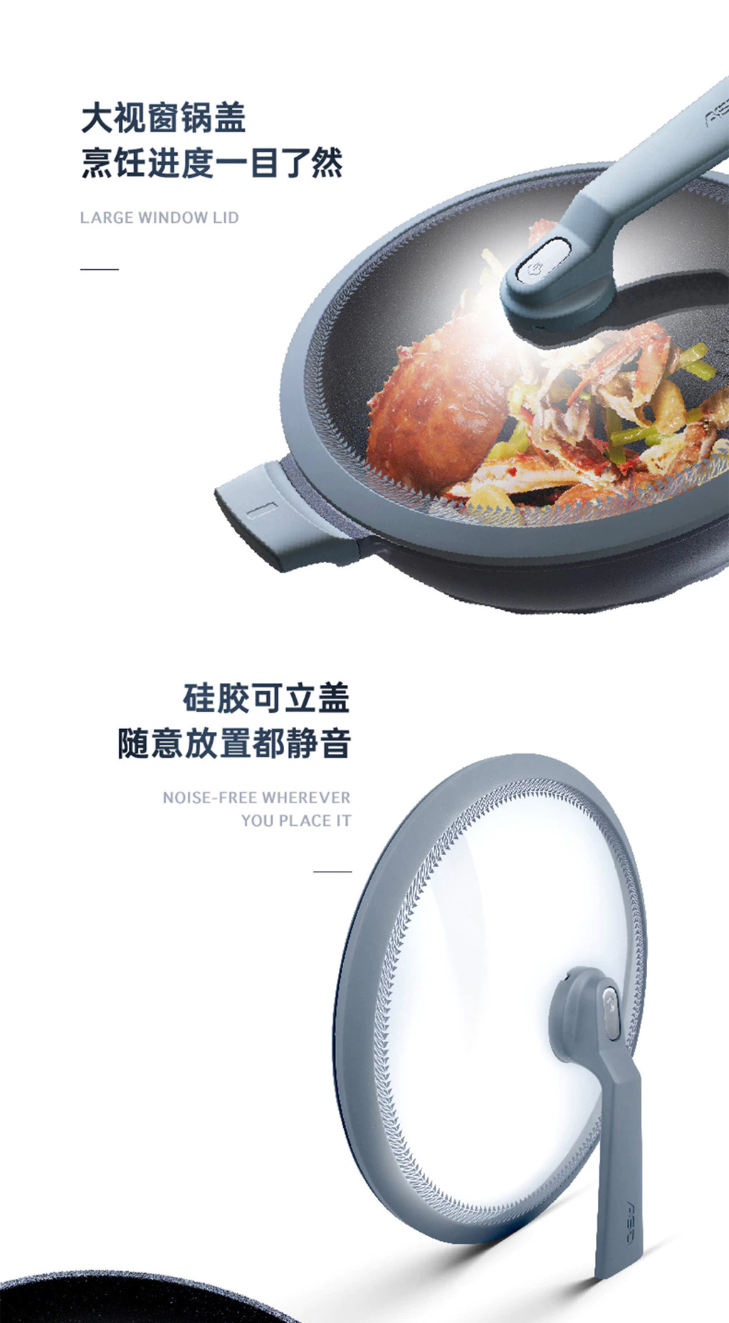 ASD Tornado Blue Diamond 30cm IH Die Cast Skillet Wok Pan + Steamer ...