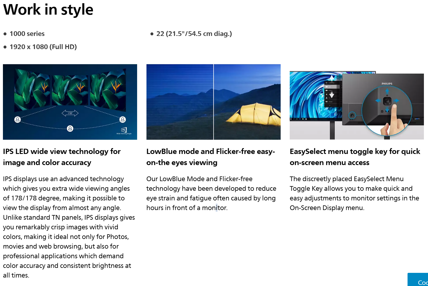 PHILIPS 22E1N1100/69 Monitor Full HD LCD (1920x1080) 100 Hz (Overclock ...
