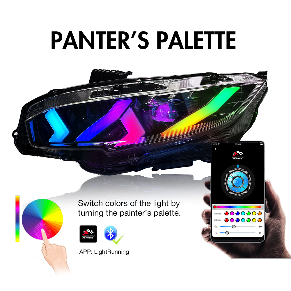Honda Civic FC 2016-2021 Lamborghini Design RGB Function Projector ...