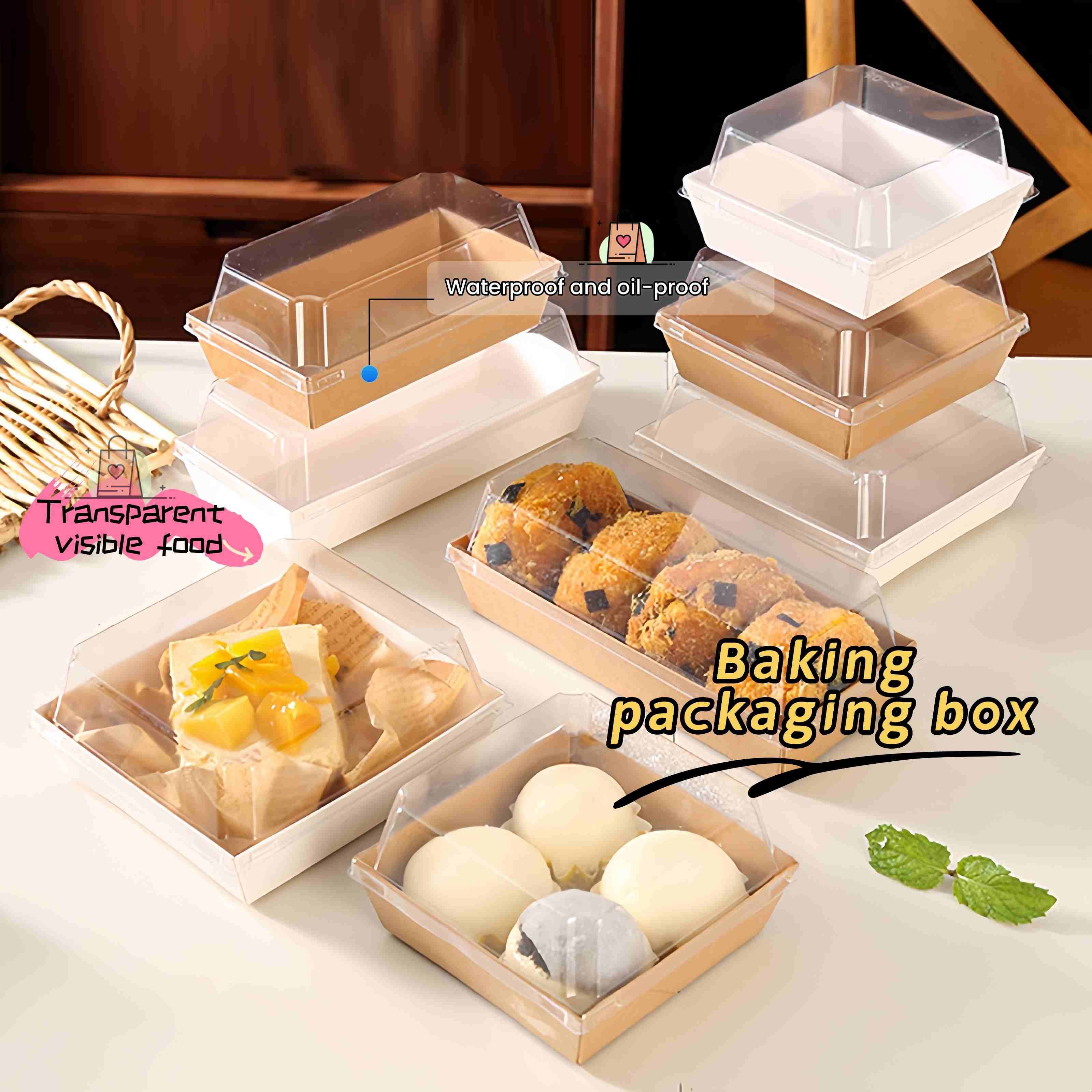 50/100 Pcs Kraft White Paper Square Rectangular Bakery Cake Donut Food ...