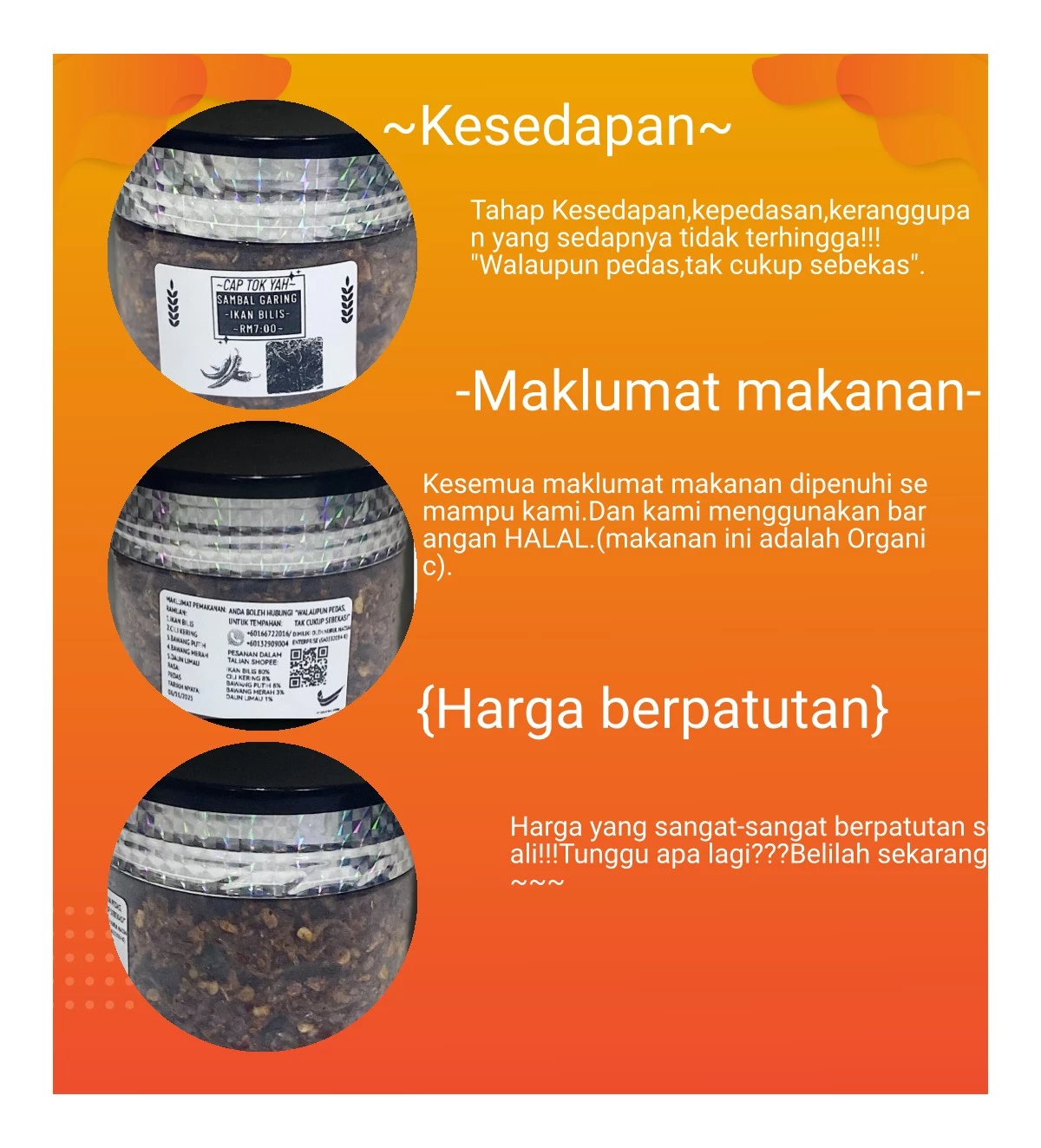 Nama Jenama:Cap Tok Yah|Jenis Produk:Sambal Garing Ikan Bilis. | Shopee ...