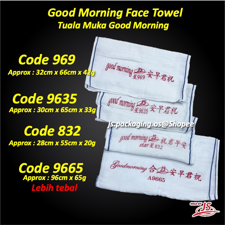 Good Morning Towel / White Washcloth /Tuala Selamat Pagi 6Pcs/12Pcs ...