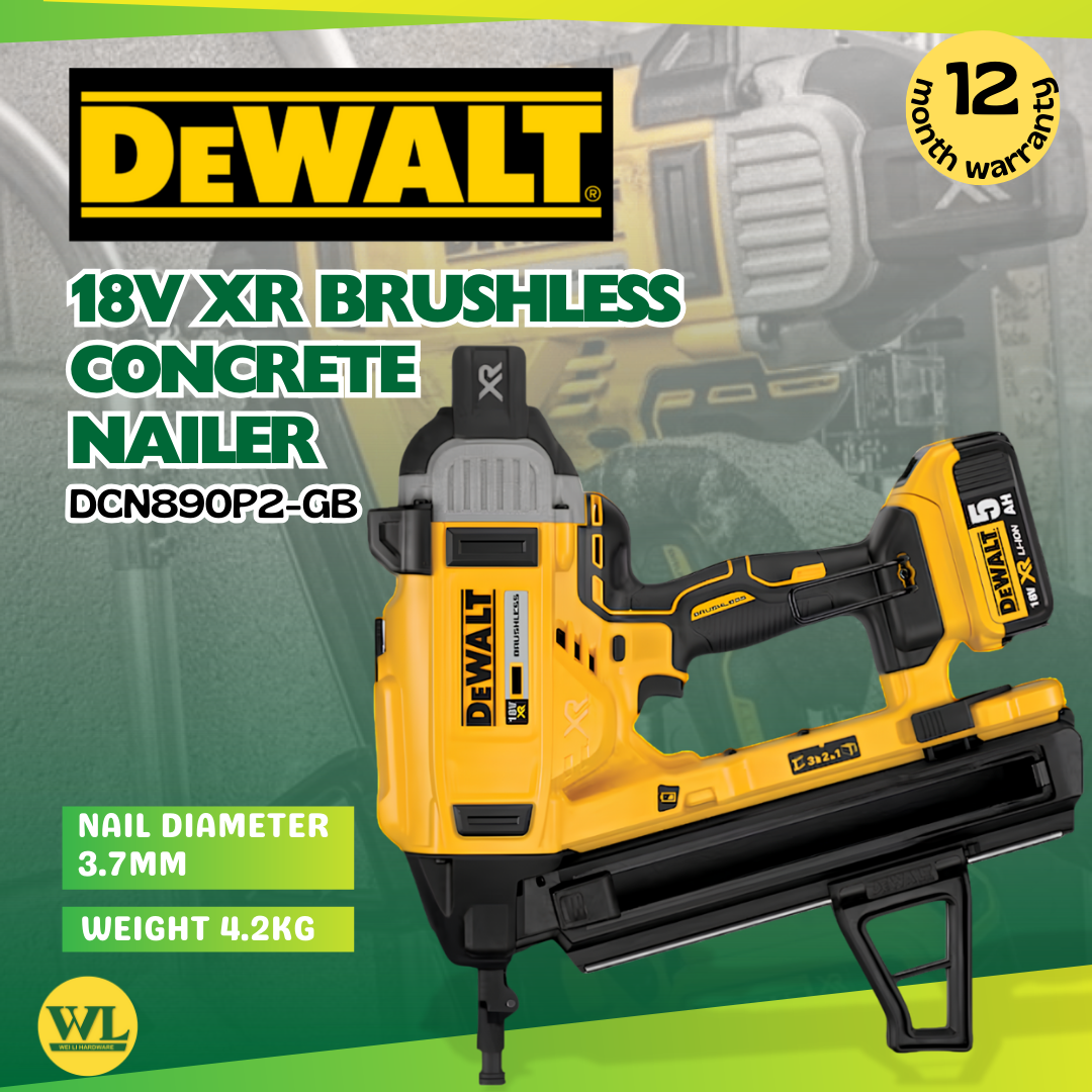 DEWALT DCN890P2-GB 18V XR Cordless Concrete Nailer (With x2 5.0AH ...
