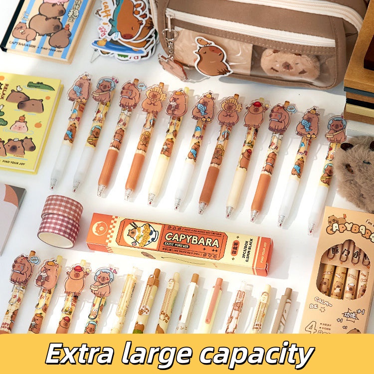 Capybara Large Pencil Case - 9-Layer Organizer in Durable Woven Fabric ...