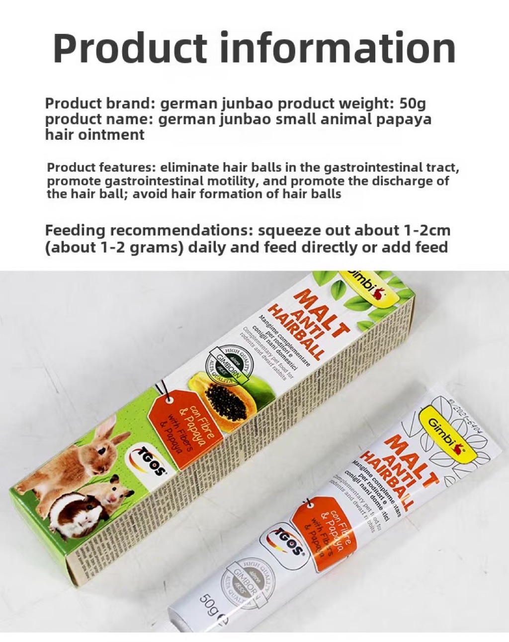 GIMBI 🇩🇪 German Pet Hairball Paste for Rabbits, Hamsters, and ...