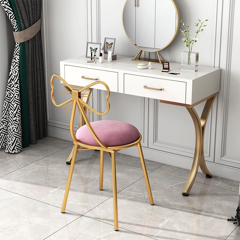Modern Nordic Backrest Dressing Stool bedroom makeup stool light luxury ...