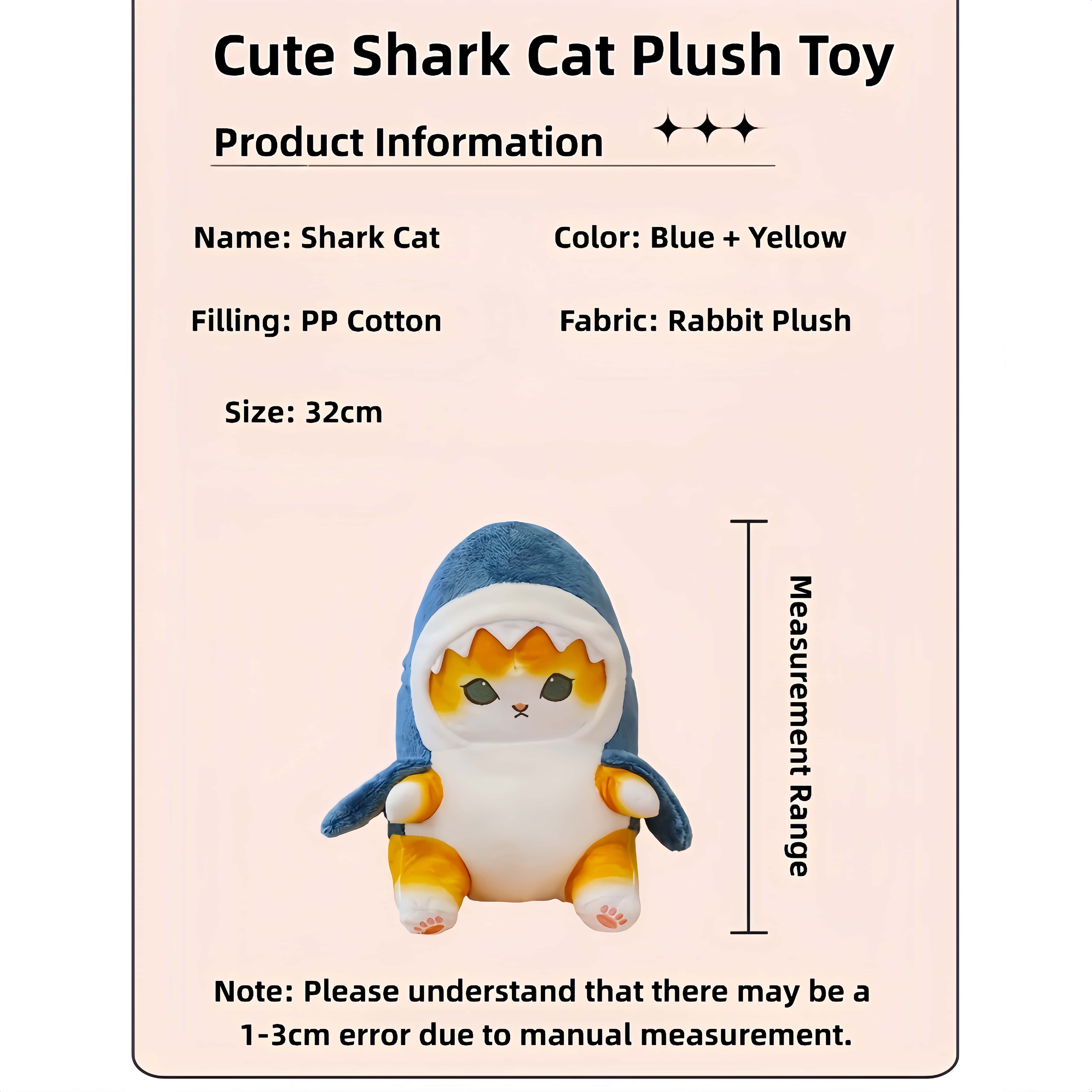 Cute Shark Cat Plush Toy Convert Doll Plush Toy Patung Softtoys Stuffed ...