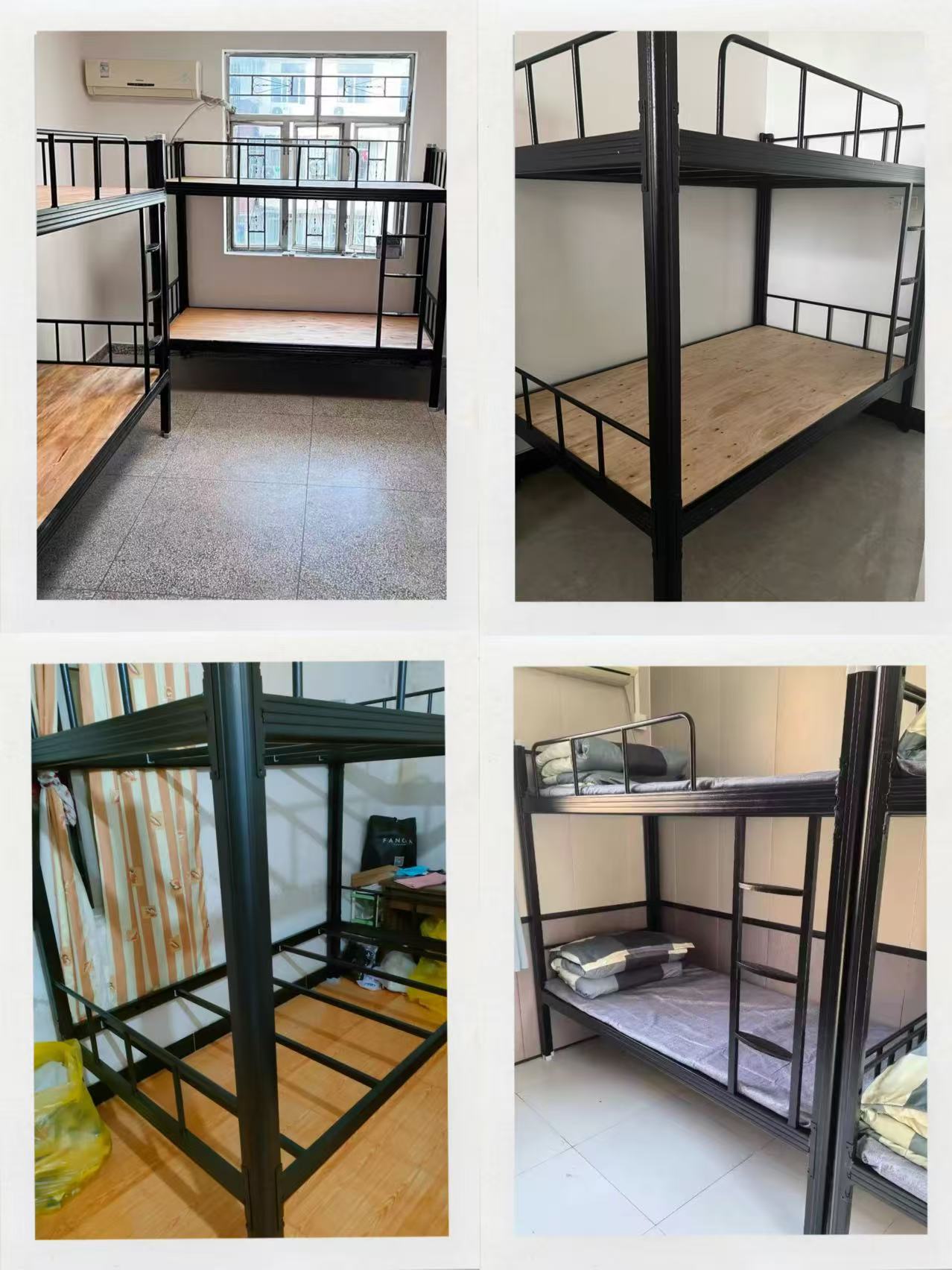 LINSY Metal Bunk Bed Student Dormitory Bed Frame Workers Bed Bouble ...