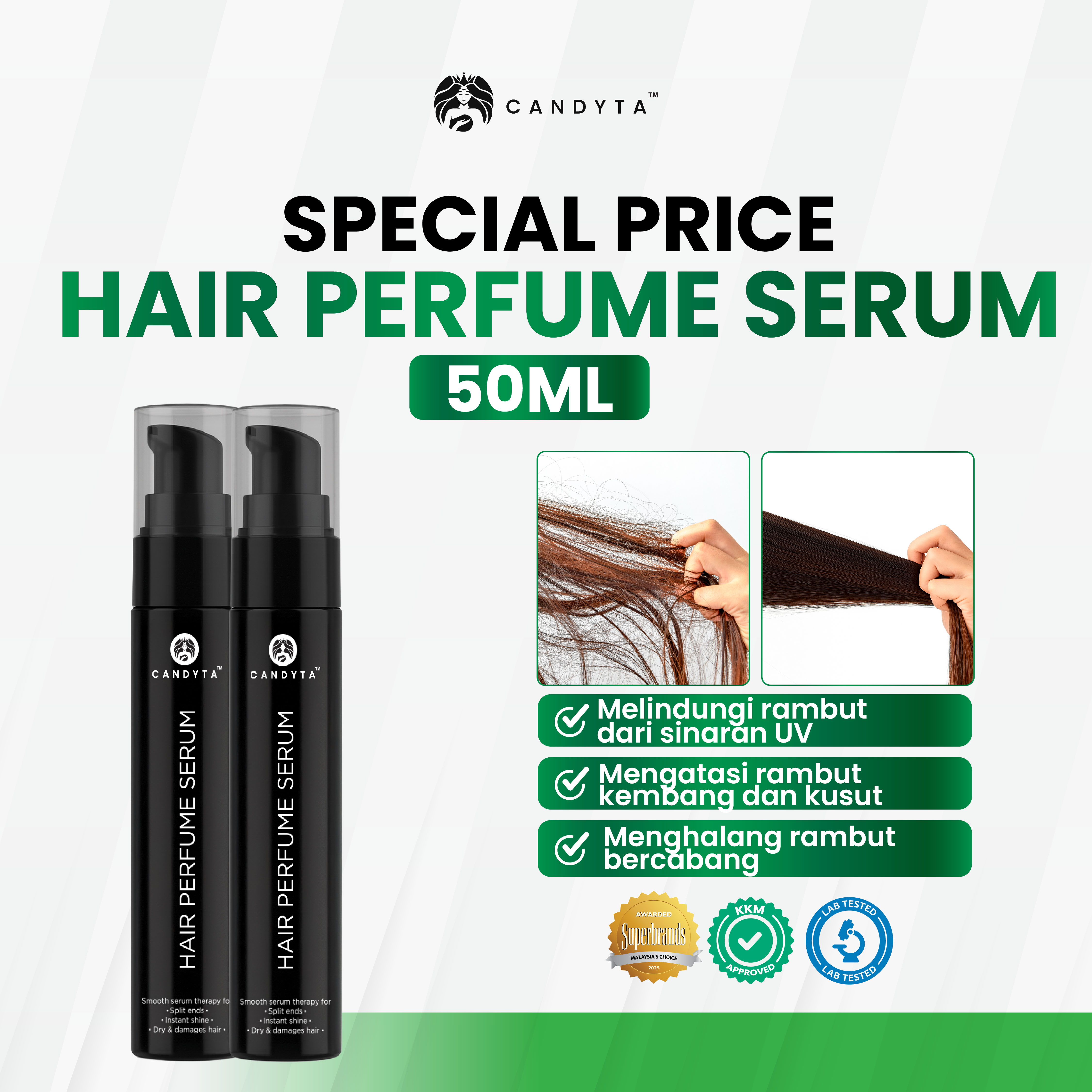 [DIRECT DARI HQ] CANDYTA HAIR TREATMENT PERFUME SERUM 20ML / 50ML ...