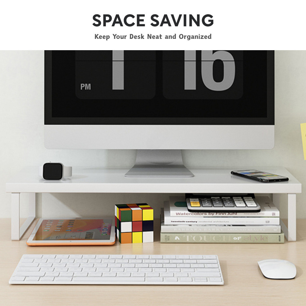 June Computer Monitor Stand Wooden Desktop PC Rack Table Organizer ...