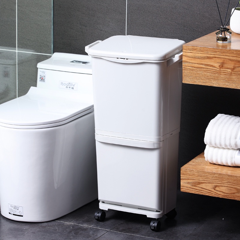 45L Large Kitchen Trash Bin with Wheels – Multi-Compartment Recycling ...