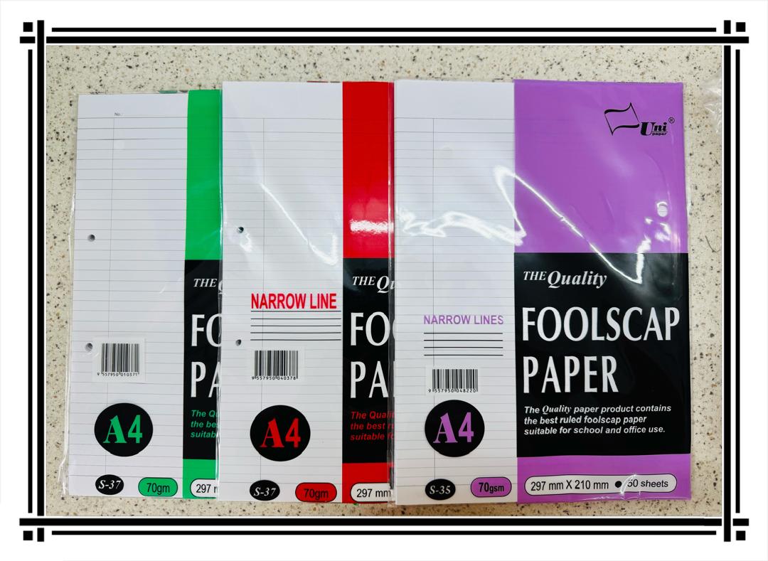 Uni Paper A4 Foolscap Book paper 70gsm/A4 Foolscap Exam sheet 70gsm /A4 ...
