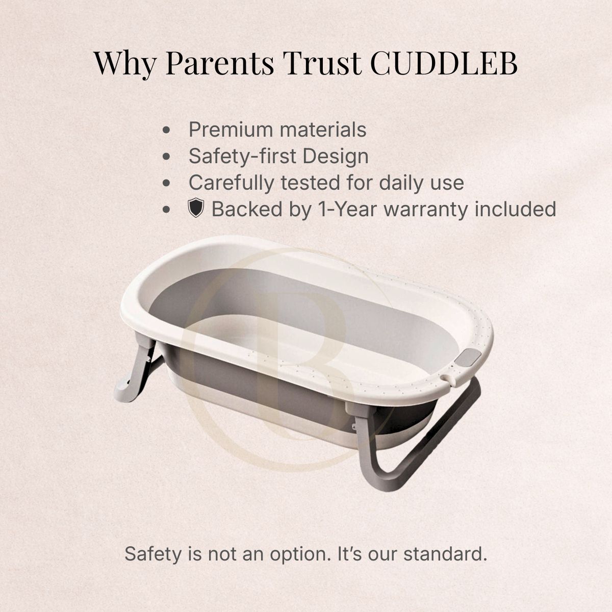 CUDDLEB NeoSafe™ Besen Mandi Baby Dengan Stand Foldable Baby Bath Tub ...