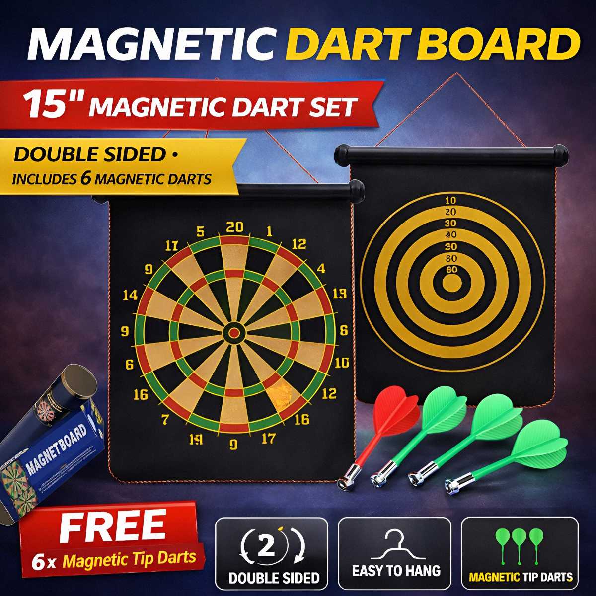 High Quality Professional Double Sided 15" & 17" Dart Set (FREE 6 Tip ...