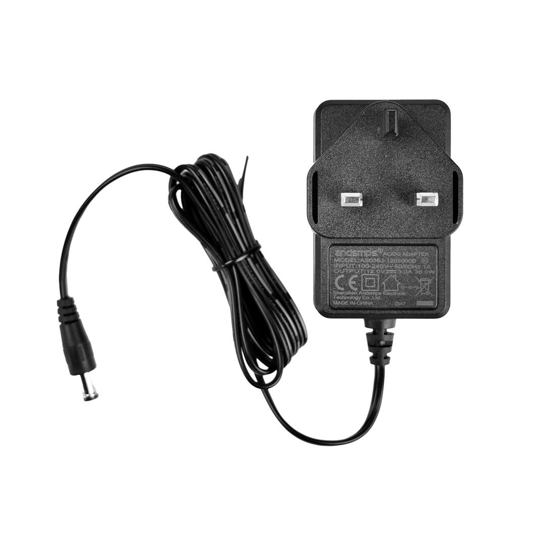 AC DC 12V 3A Power Adapter 3-Pin Plug for NVR Base Unit (5.5x2.1mm ...