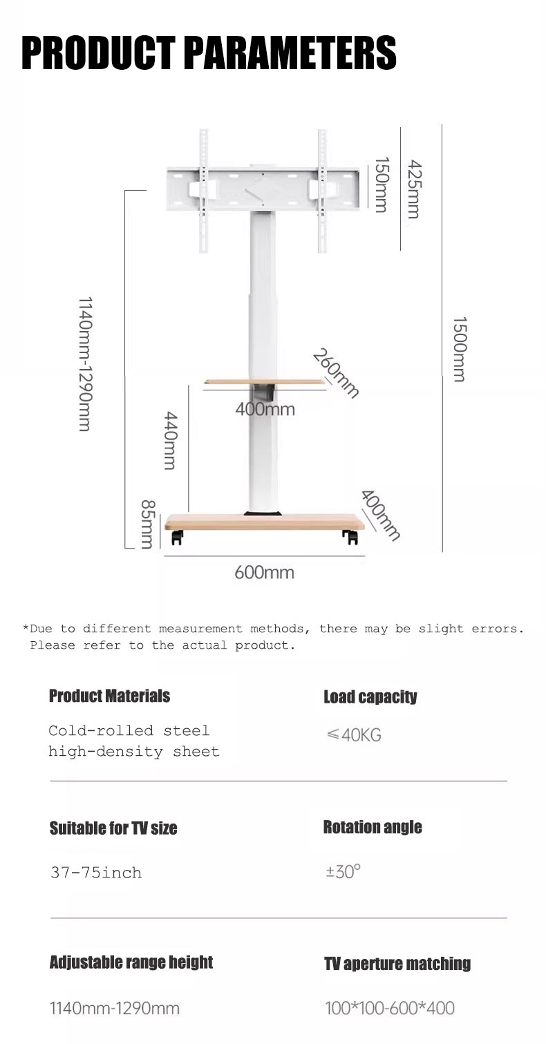 BOHU Mobile TV Stand Height Adjustable Rolling TV Stand Heavy Duty For ...