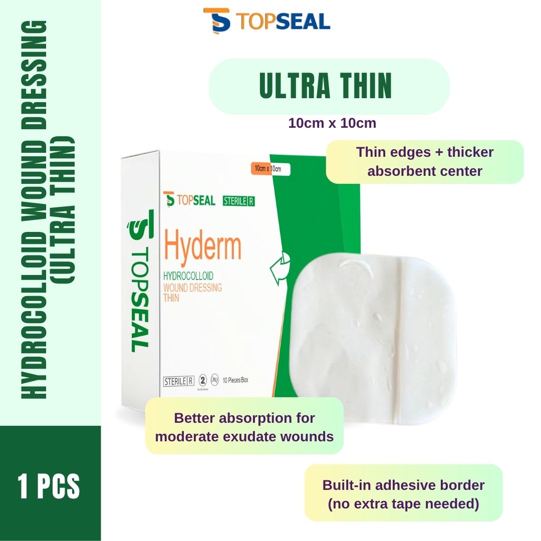 Topseal Hyderm Dressing Hydrocolloid 10x10cm (1pcs) | Sterile | Thin ...